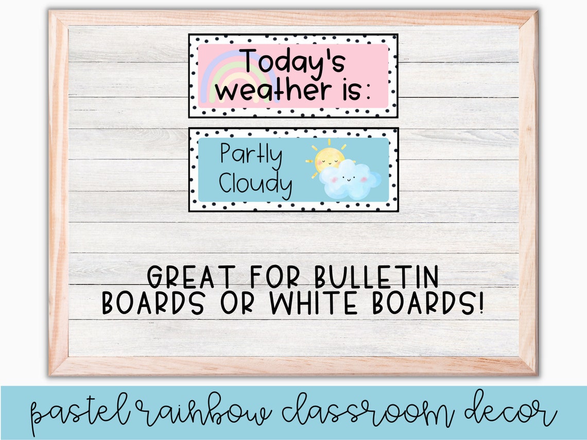 Pastel Rainbow Weather Labels Classroom Decor Polka Dots - Etsy