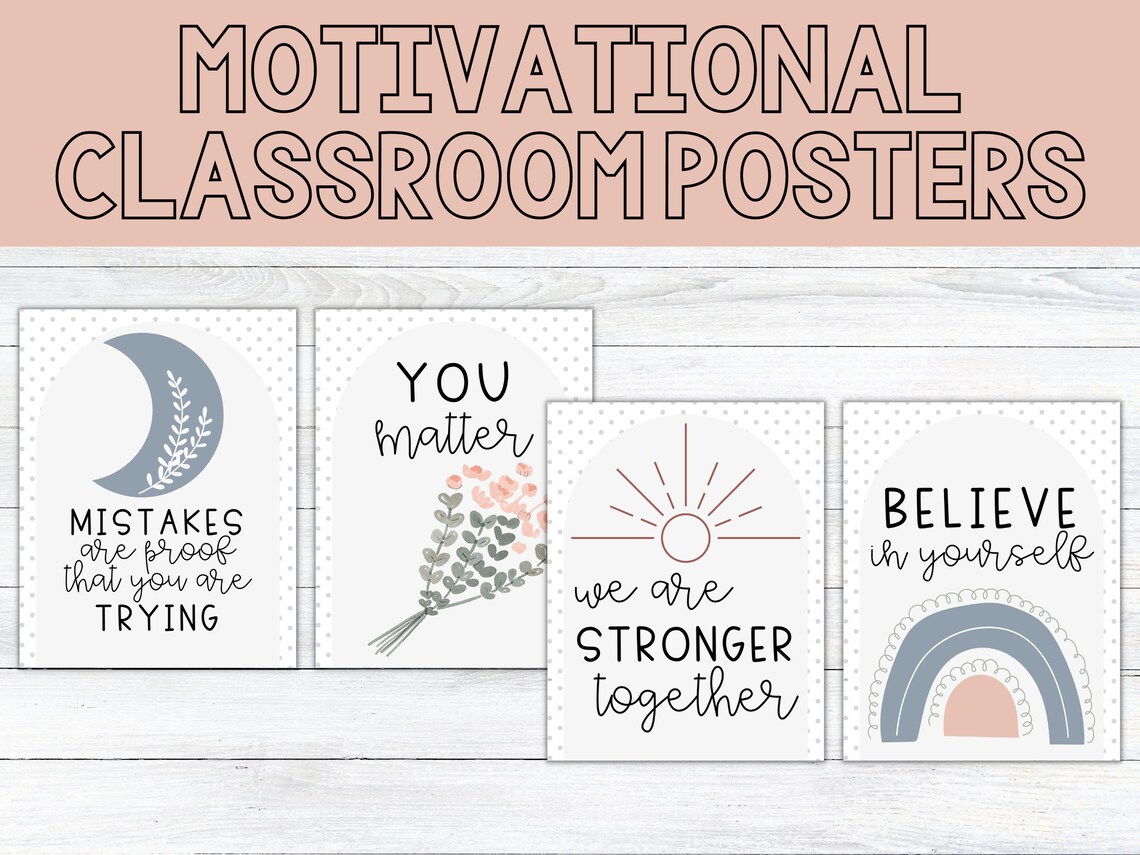 Boho Rainbow Motivational Posters Classroom Decor Classroom - Etsy