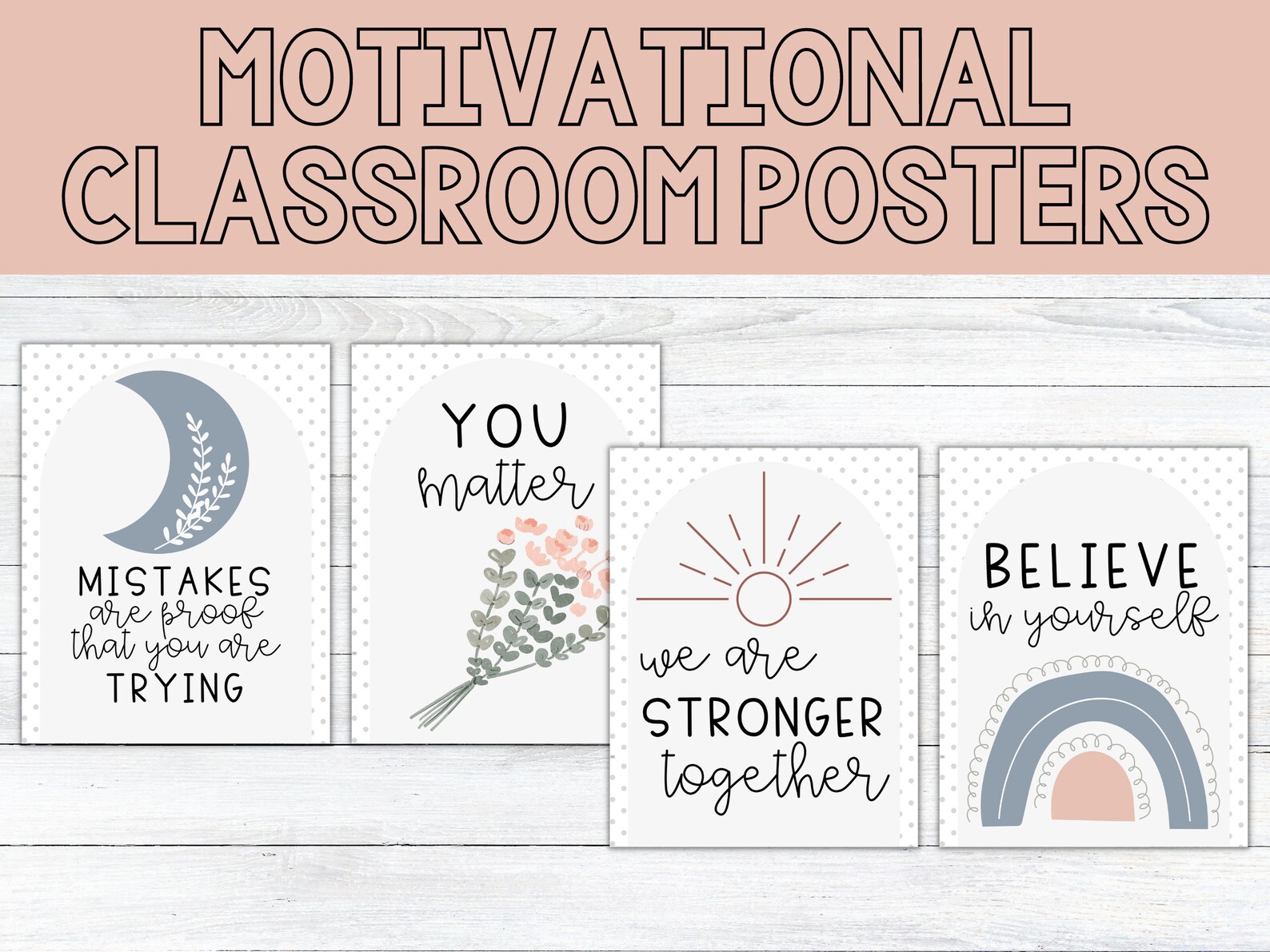 Boho Rainbow Motivational Posters Classroom Decor Classroom - Etsy