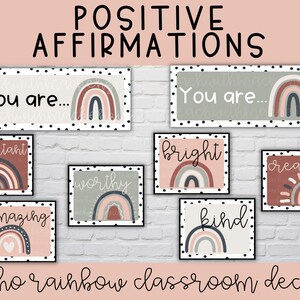 Boho Rainbow Positive Affirmation Posters for Classroom You | Etsy