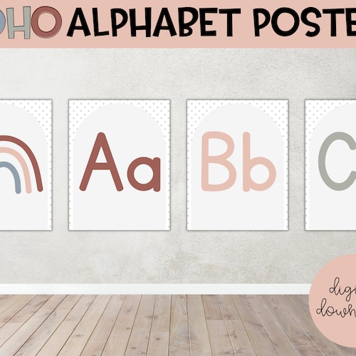 Boho Rainbow Alphabet Posters Classroom Decor Printable Wall - Etsy