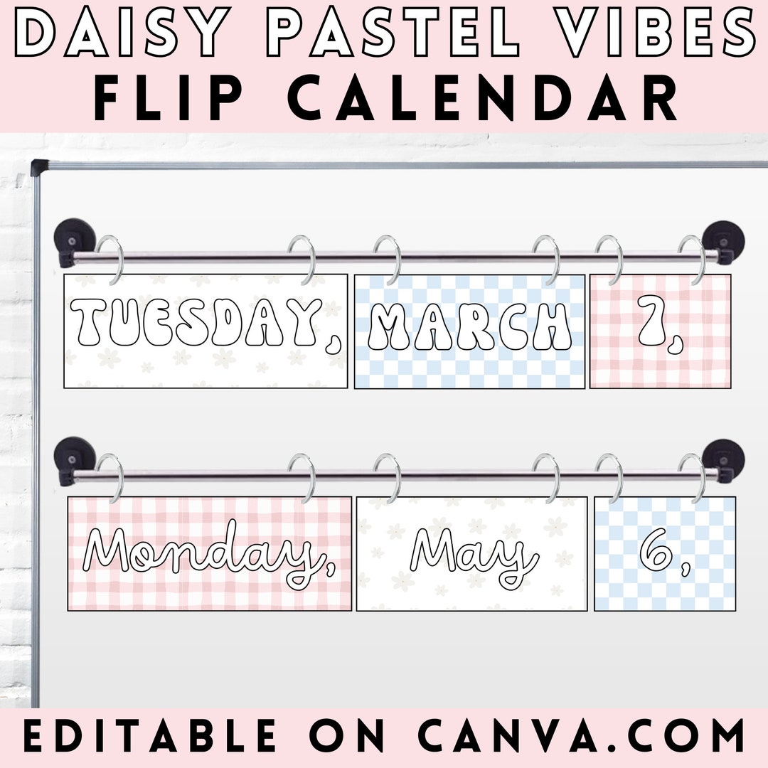 Daisy Pastel Flip Calendar | Pastel Classroom Decor, Retro Classroom ...