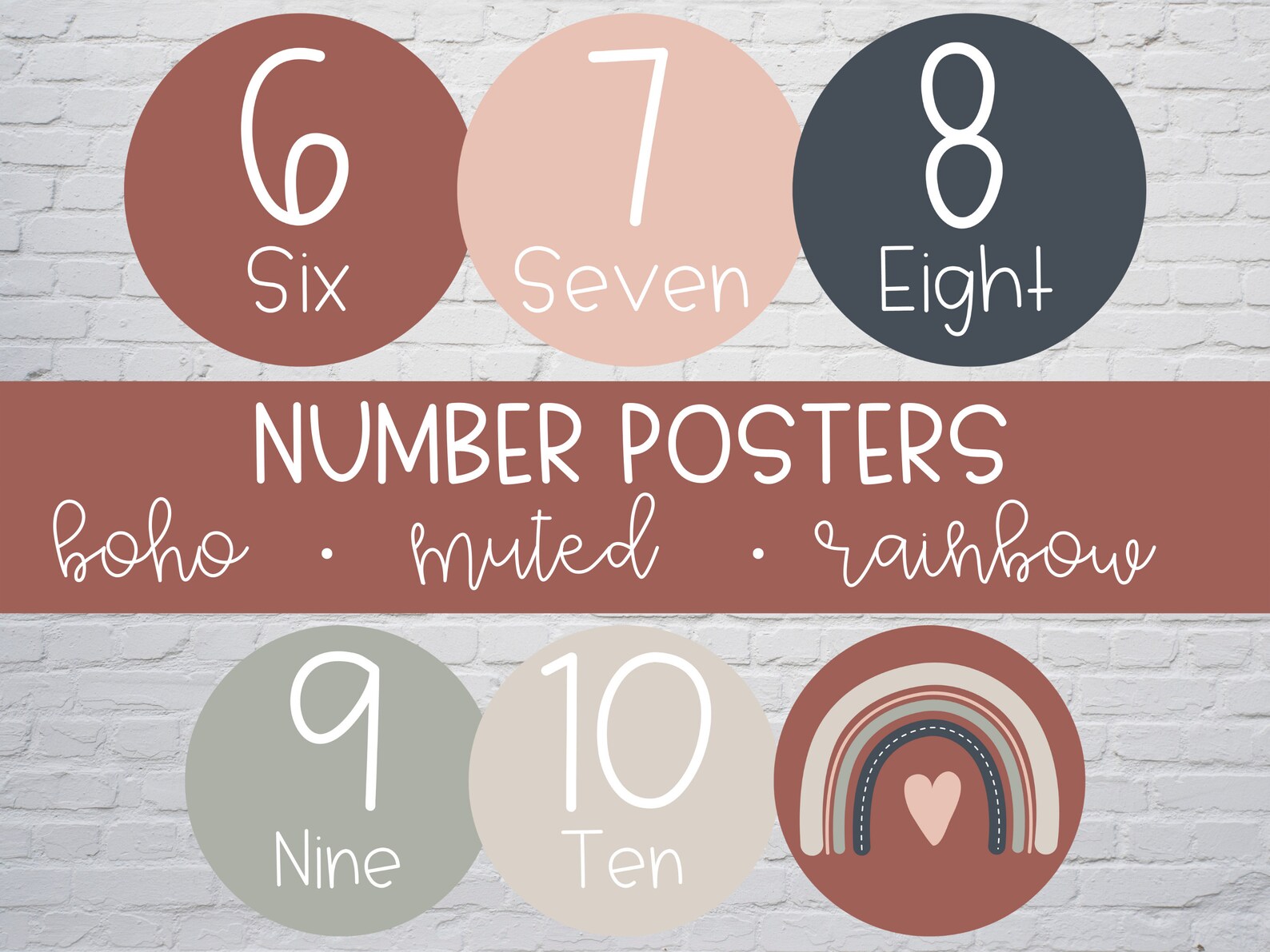 Boho Rainbow Number Posters Classroom Decor Classroom - Etsy