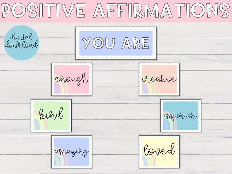 Pastel Rainbow Positive Affirmations Affirmation Station I - Etsy