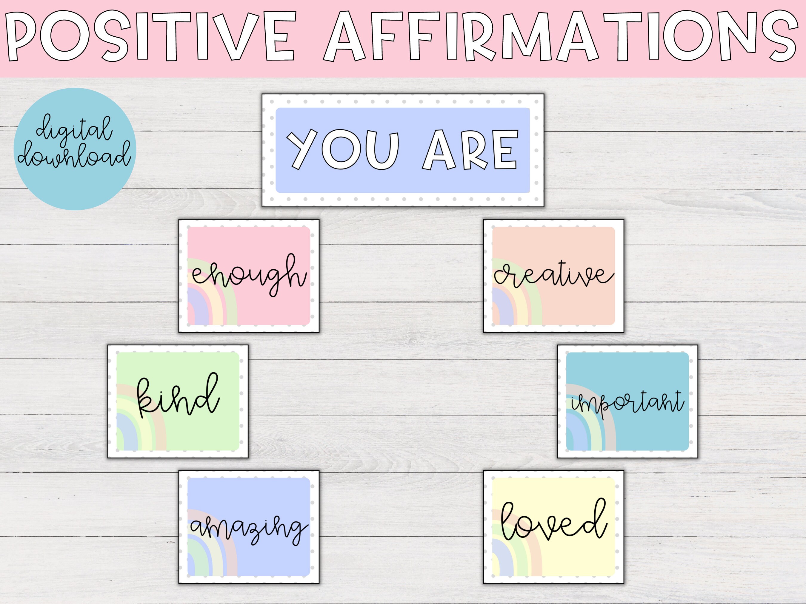 Pastel Rainbow Positive Affirmations | Affirmation Station, I Am ...
