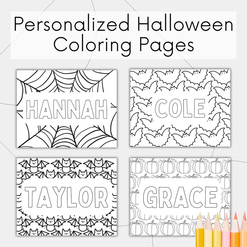 Personalized Halloween Coloring Page | Custom Coloring Page, Name ...