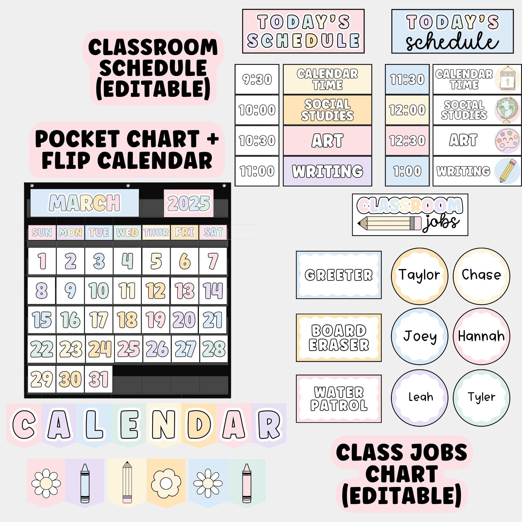 Daisy Pastel Classroom Decor Bundle | Classroom Theme, Editable Canva ...