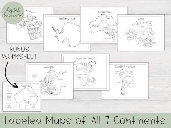 Seven Continents Map Printable Printable Maps