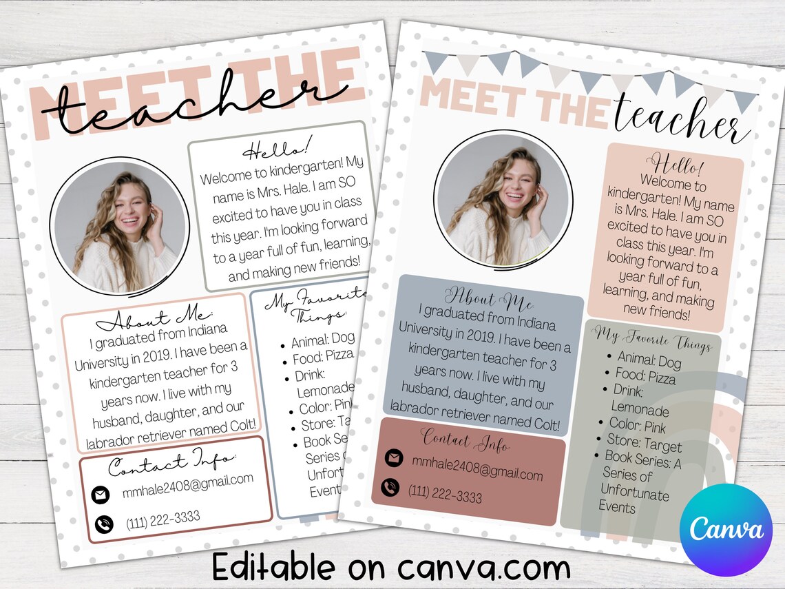Editable Meet the Teacher Template Boho Rainbow Back to - Etsy