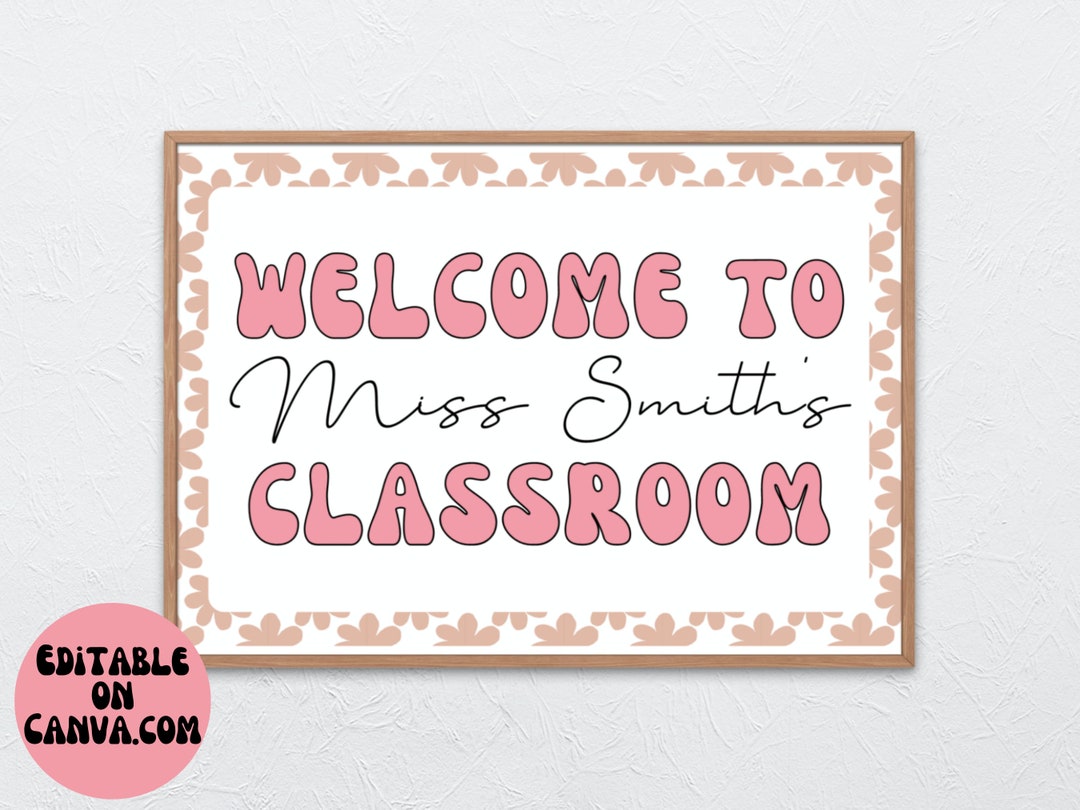 Retro Classroom Welcome Sign | Editable Classroom Sign, Printable ...