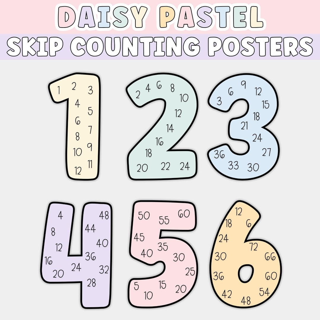 Skip Counting Posters for Daisy Pastel Classroom | Colorful Math ...