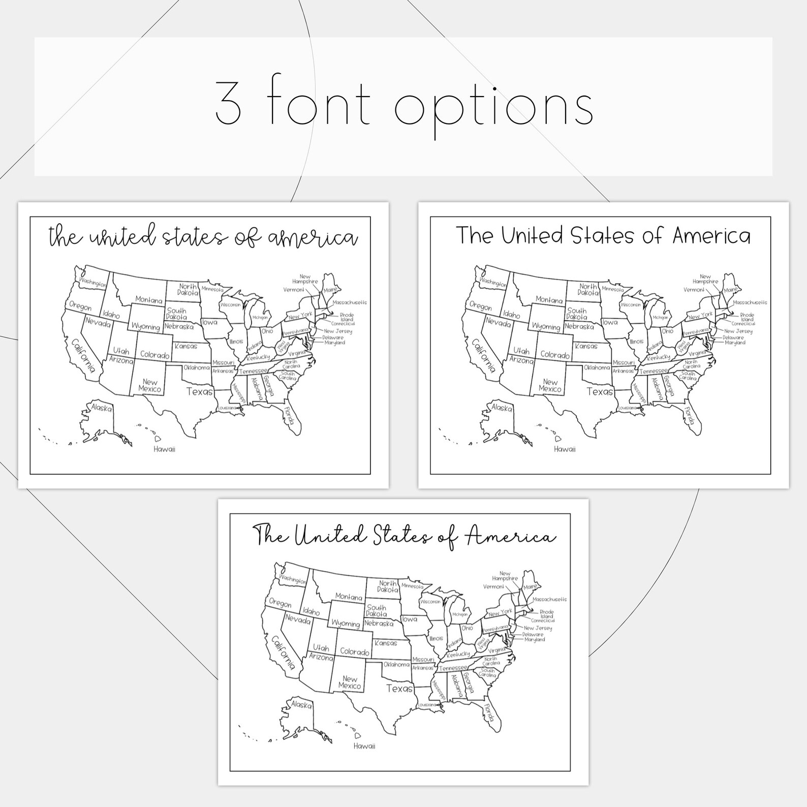 Labeled United States of America Map for Coloring, Printable USA Map ...