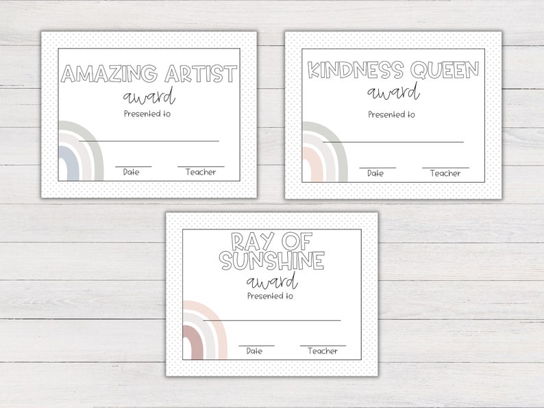 End of the Year Awards Classroom Awards Boho Rainbow - Etsy