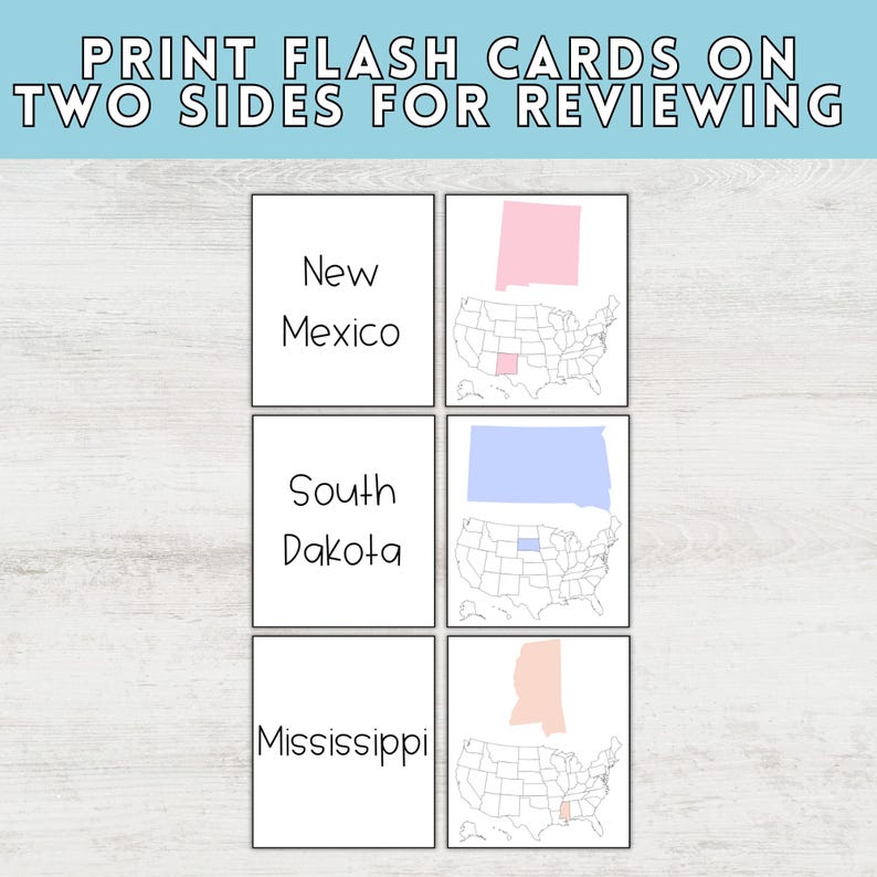 United States of America Flash Cards and Maps, USA Maps and Flash Cards ...