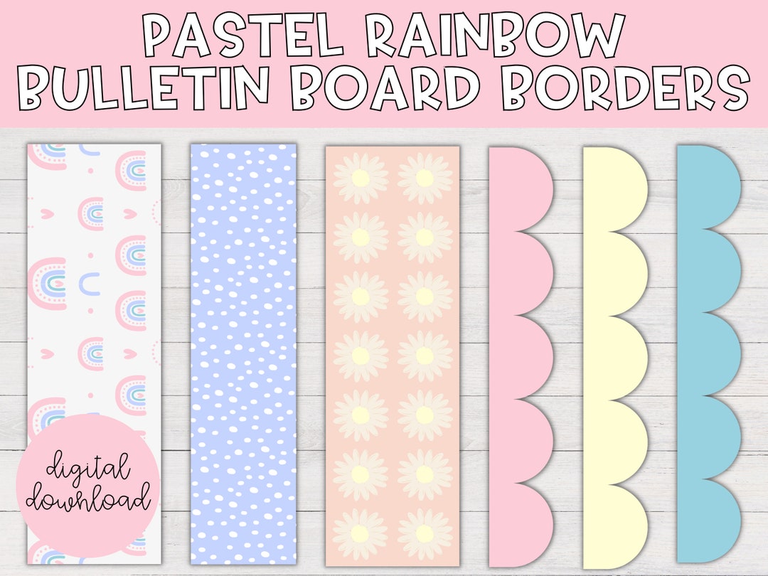 Pastel Rainbow Bulletin Board Borders | Pastel Rainbow Classroom Decor ...