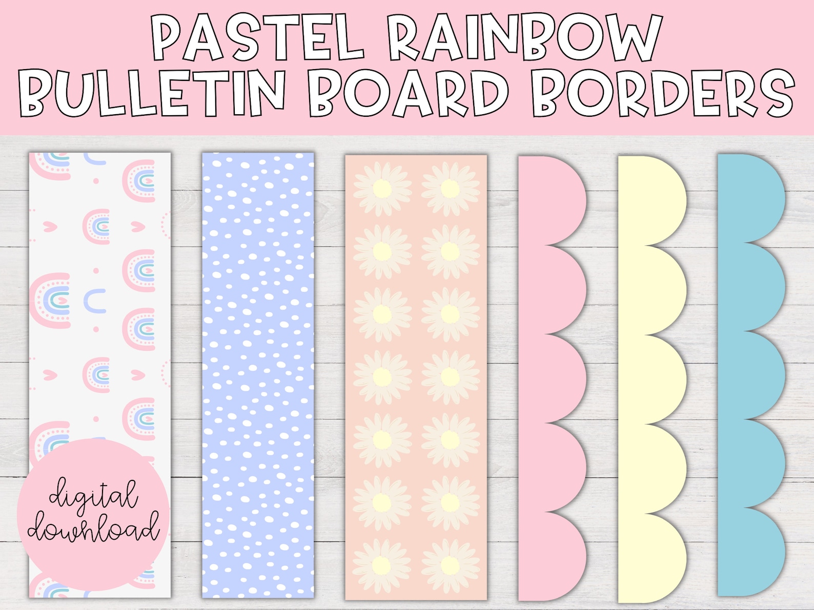 Pastel Rainbow Bulletin Board Borders Pastel Rainbow Classroom Decor ...