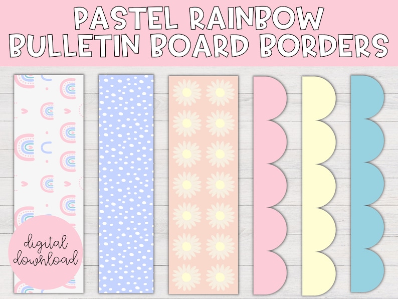 Pastel Rainbow Bulletin Board Borders Pastel Rainbow Classroom Decor ...