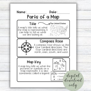 Printable Parts of a Map Worksheets | Map Worksheet, Homeschool ...