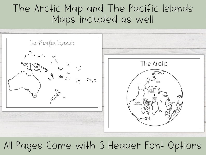 World Map Worksheet and Coloring Page Bundle | Printable World Maps ...