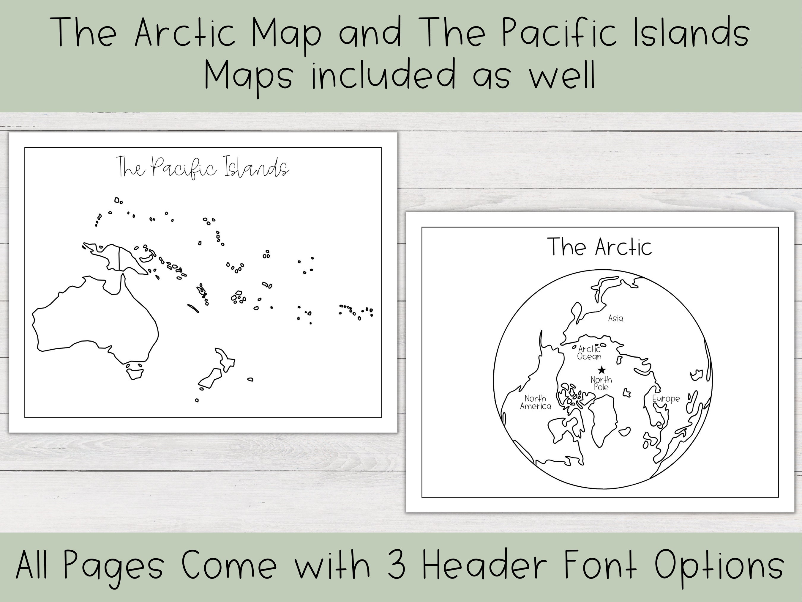 World Map Worksheet and Coloring Page Bundle | Printable World Maps ...
