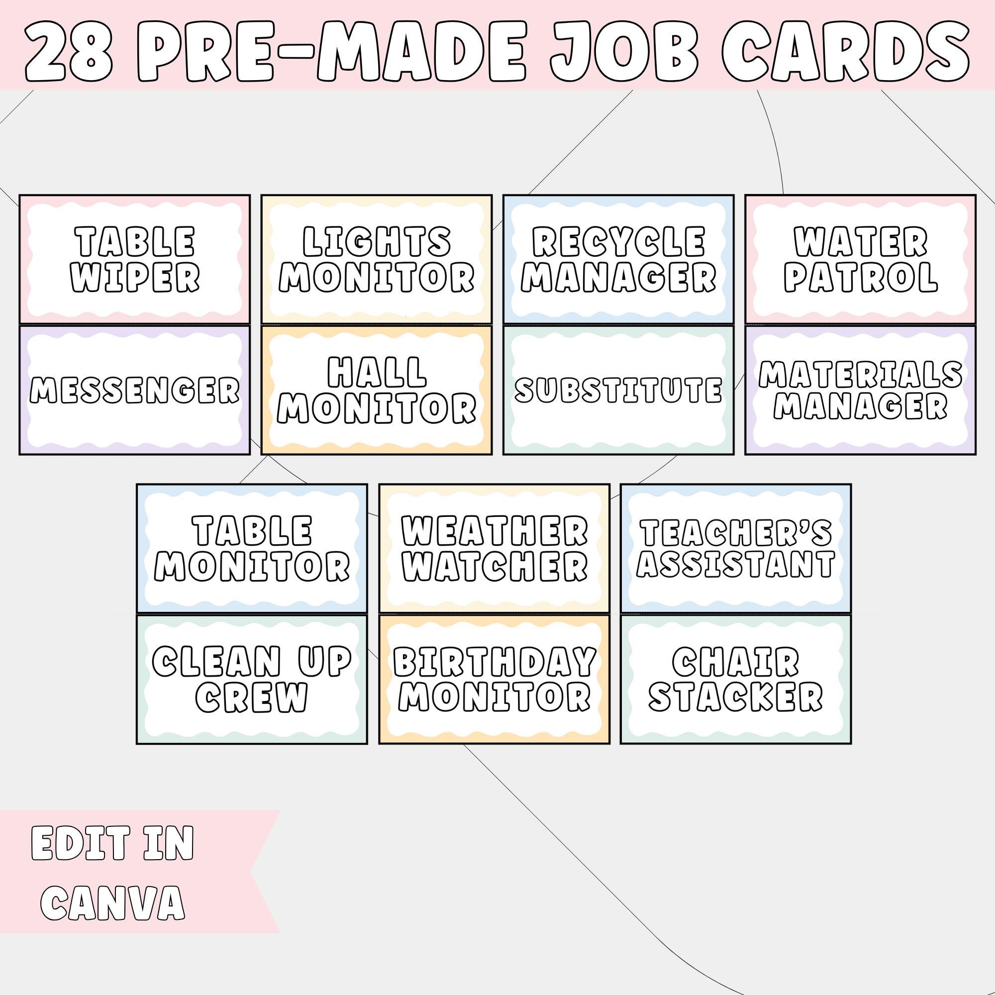 Daisy Pastel Classroom Job Posters, Editable Classroom Jobs for ...