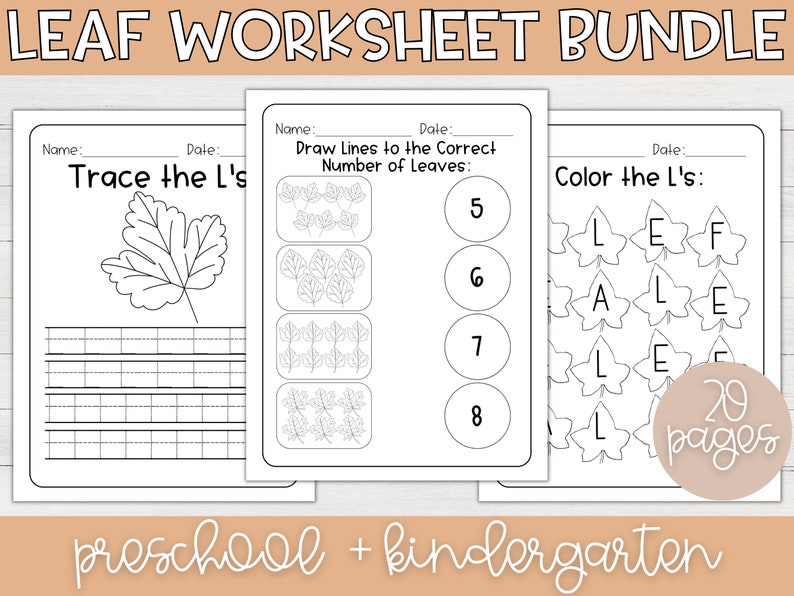 Leaf Worksheets Homeschool Worksheet Bundle Preschool - Etsy
