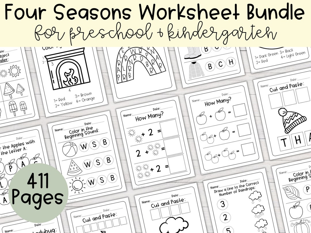 Four Seasons Worksheet Bundle for Preschool and Kindergarten ...