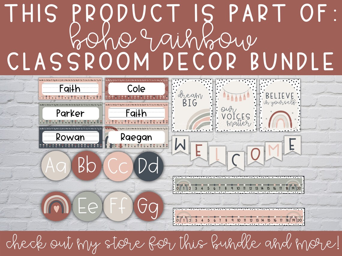 Boho Rainbow Number Posters Classroom Decor Classroom - Etsy