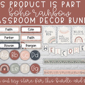 Boho Rainbow Number Posters Classroom Decor Classroom - Etsy