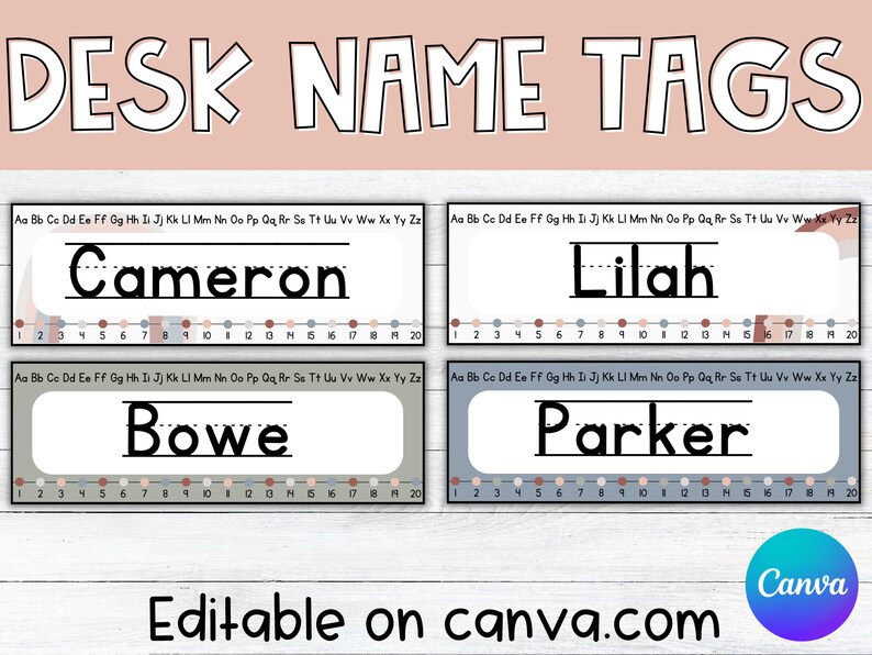 Boho Rainbow Desk Name Tags Editable Classroom Decor Back - Etsy