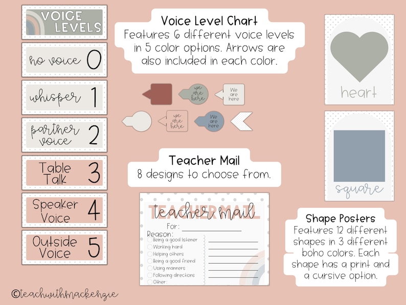 Boho Rainbow Classroom Decor Bundle | Classroom Posters, Boho Classroom ...