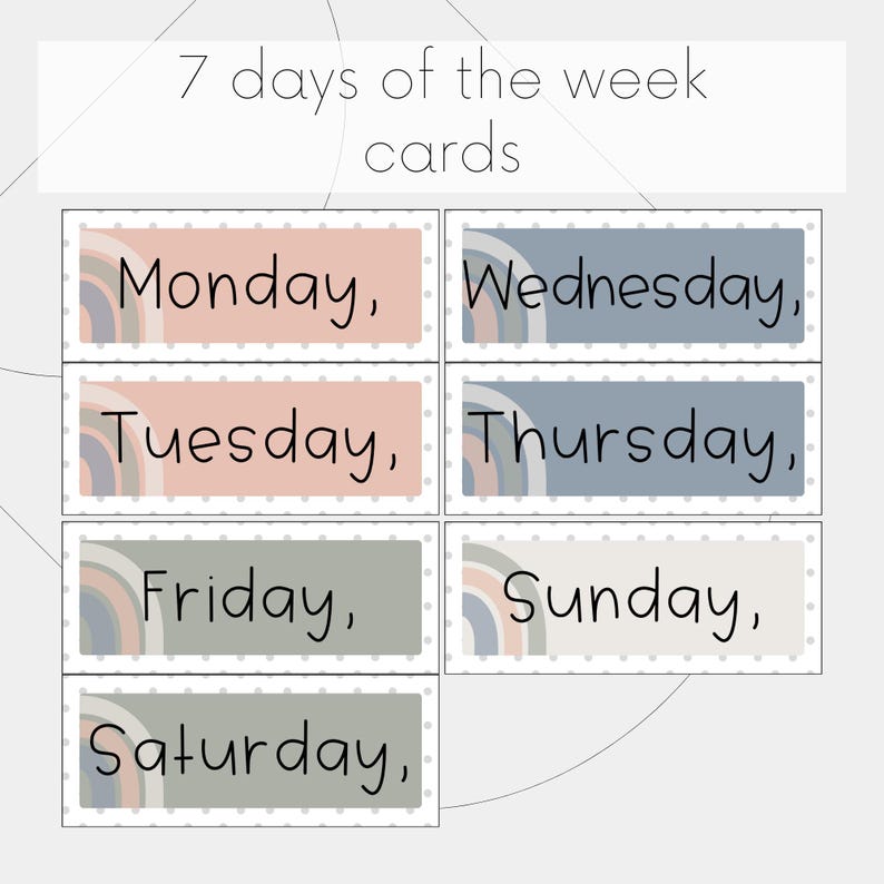 Boho Rainbow Flip Calendar and Pocket Chart Cards | Bigger Size Flip ...