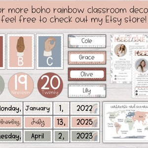 Boho Classroom Clock Labels | Boho Clock Numbers, Boho Rainbow ...
