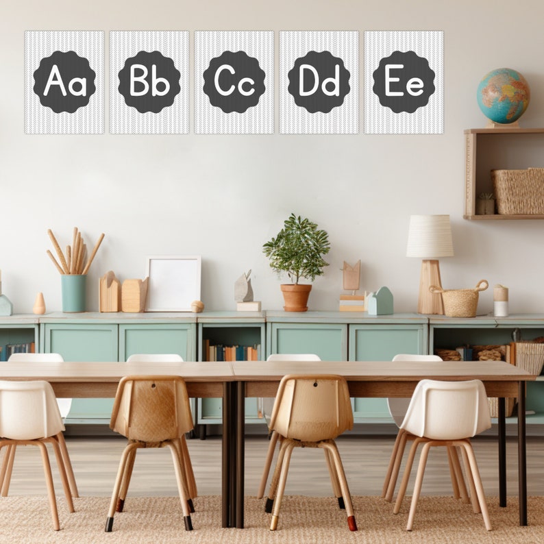 Black and White Alphabet Posters for Minimal Classroom Decor, Black ...