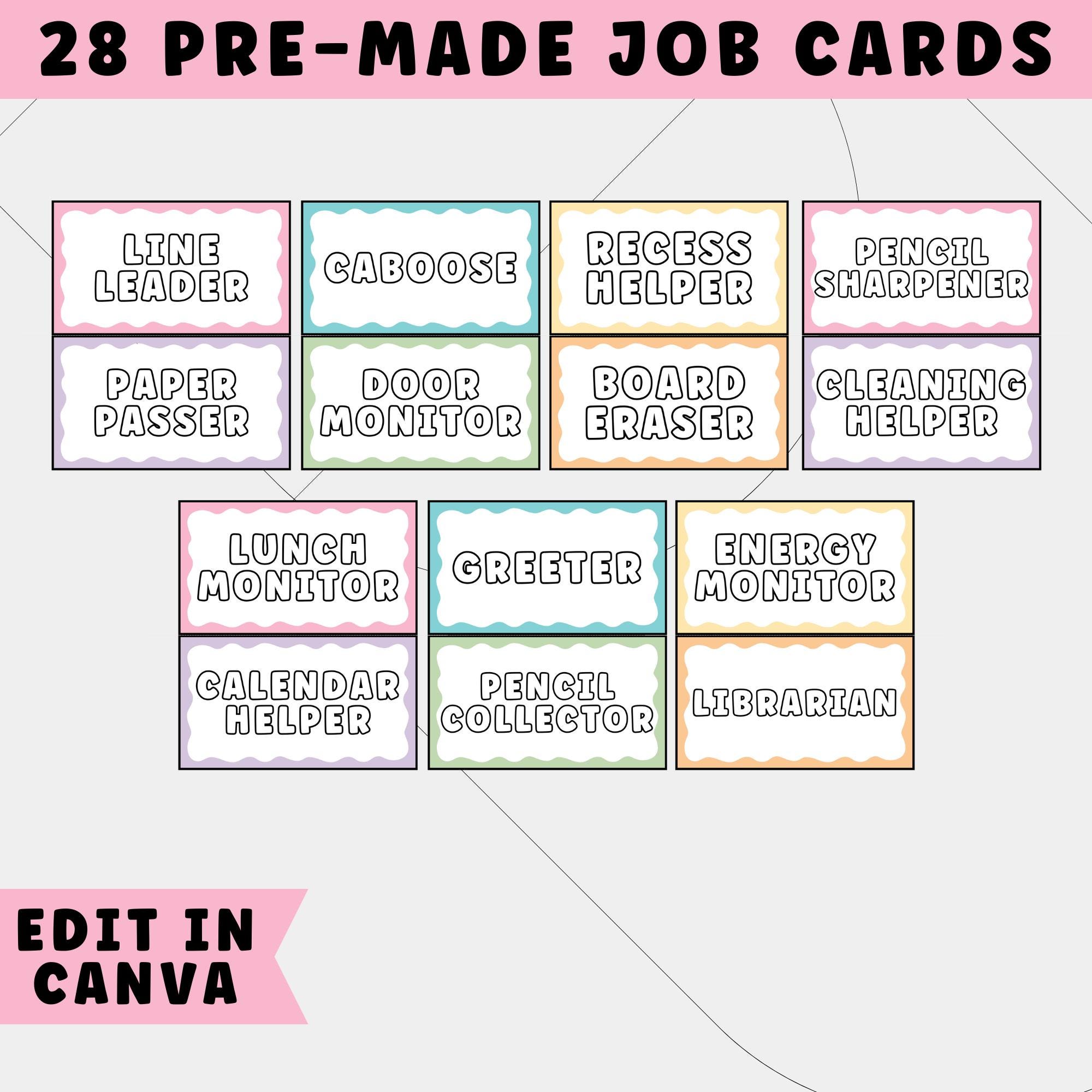 Pastel Rainbow Classroom Job Posters, Editable Classroom Jobs for ...