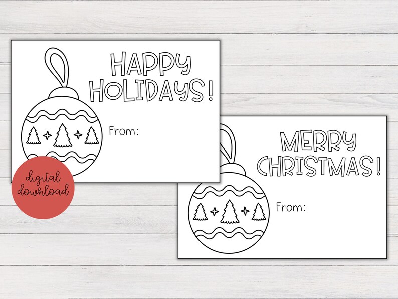 Coloring Christmas Cards Printable Christmas Cards to Color - Etsy
