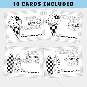 Black & White End of the Year Thank You Cards for Students | Printable ...