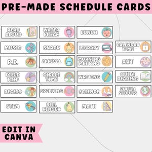 Printable & Editable Classroom Schedule, Pastel Rainbow Classroom Decor ...