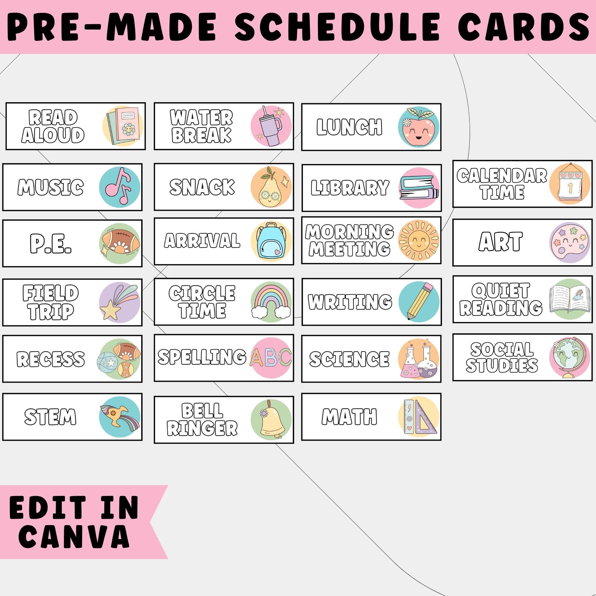 Printable & Editable Classroom Schedule, Pastel Rainbow Classroom Decor ...