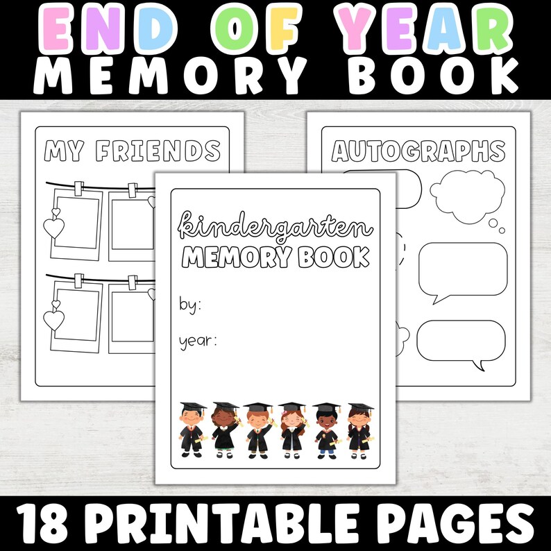 End of the Year Memory Book for Preschool, Kindergarten | Printable End ...