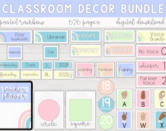 Pastel Rainbow Classroom Decor Bundle - Etsy