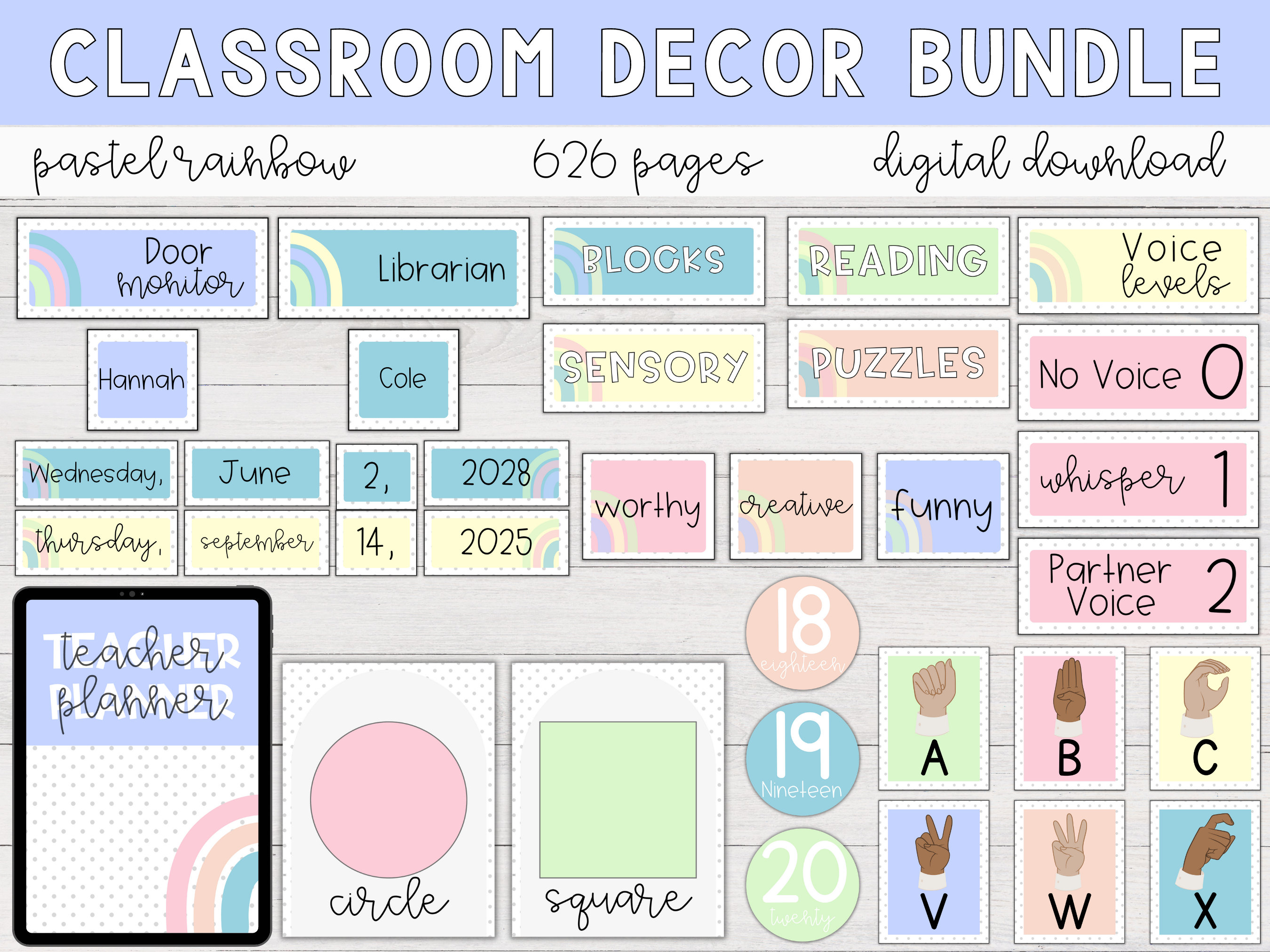 Pastel Rainbow Classroom Decor Bundle Classroom Posters, Pastel ...