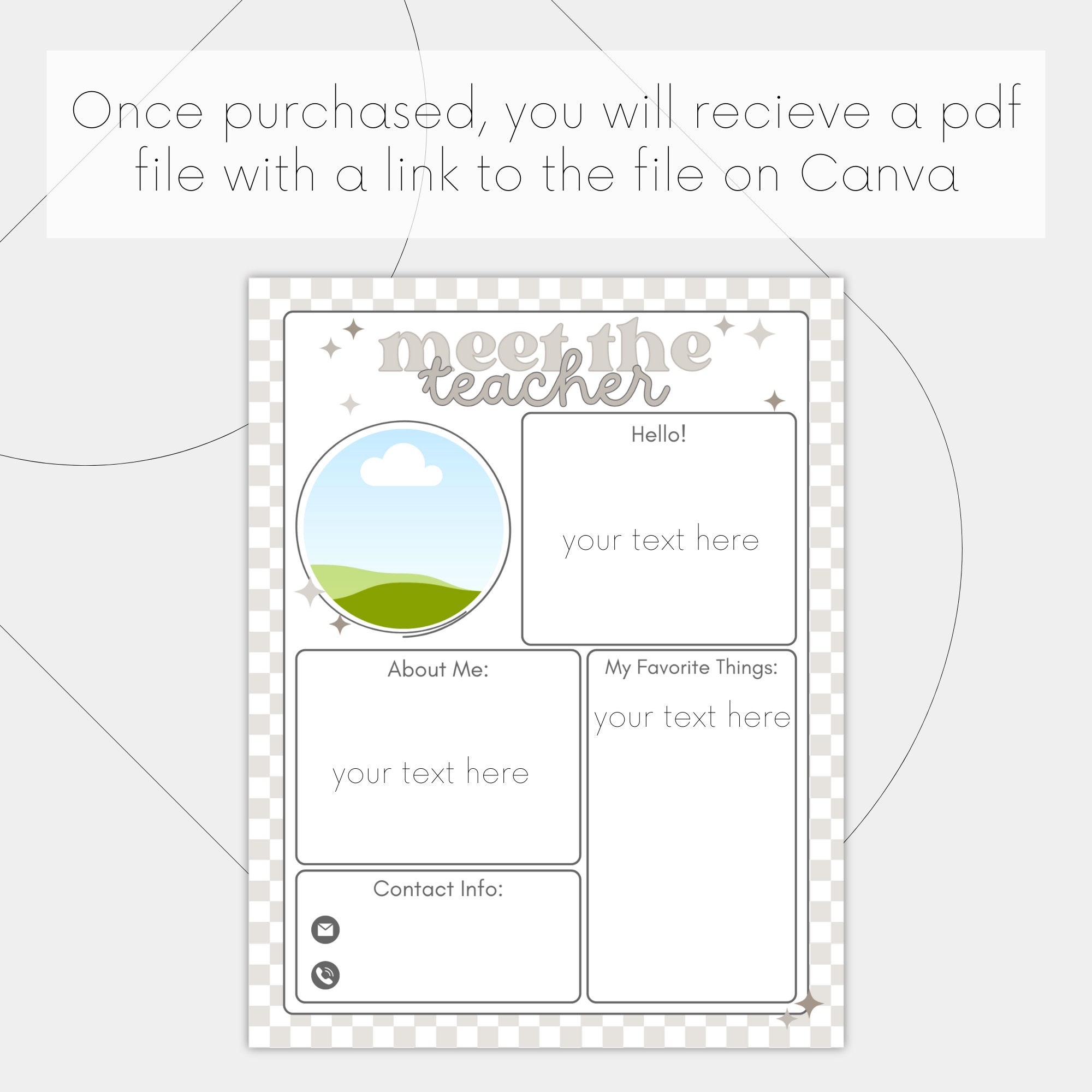 Editable Meet the Teacher Template, Neutral Checkered Back to School ...