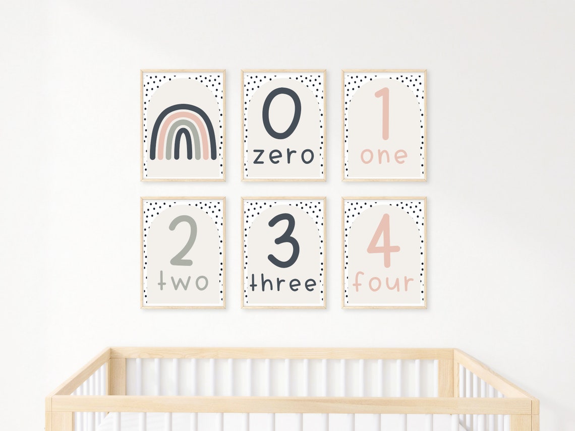 Boho Rainbow Number Posters Classroom Decor Classroom - Etsy
