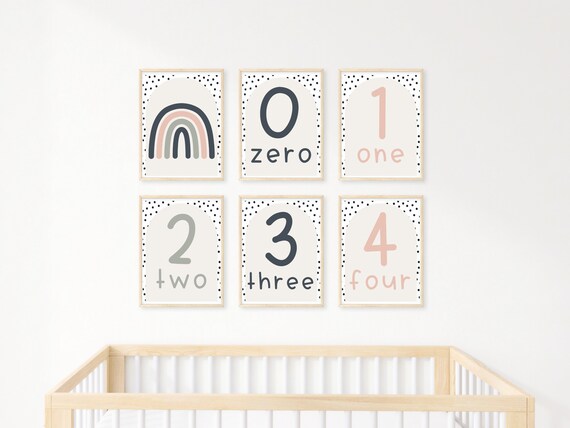 Boho Rainbow Number Posters Classroom Decor Classroom - Etsy