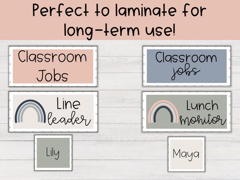 Boho Rainbow Classroom Job Labels Editable Polka Dot - Etsy