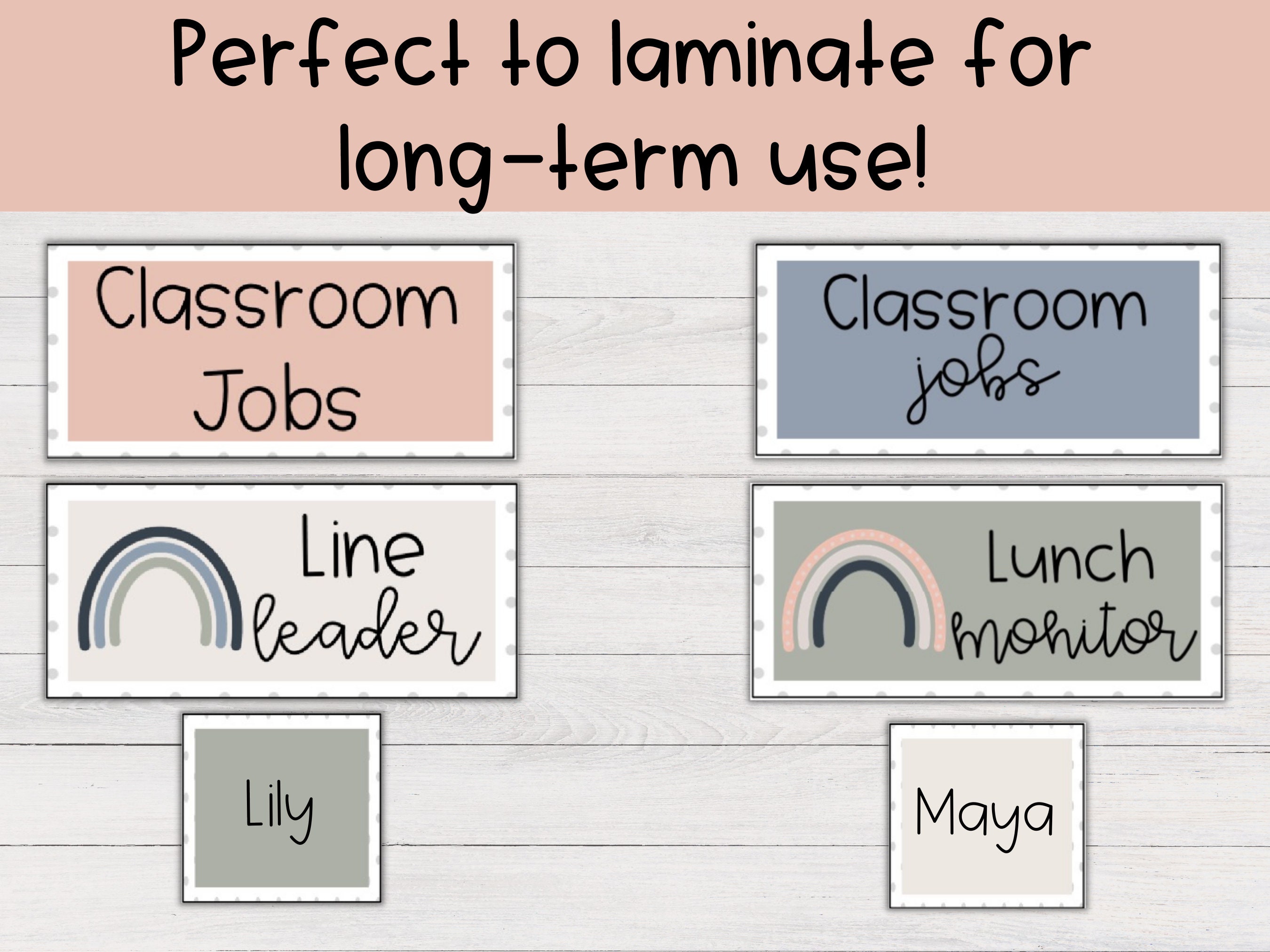 Boho Rainbow Classroom Job Labels Editable Polka Dot - Etsy