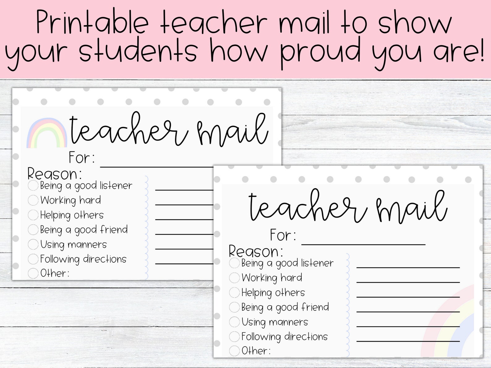 Printable Teacher Mail Pastel Rainbow Back to School - Etsy