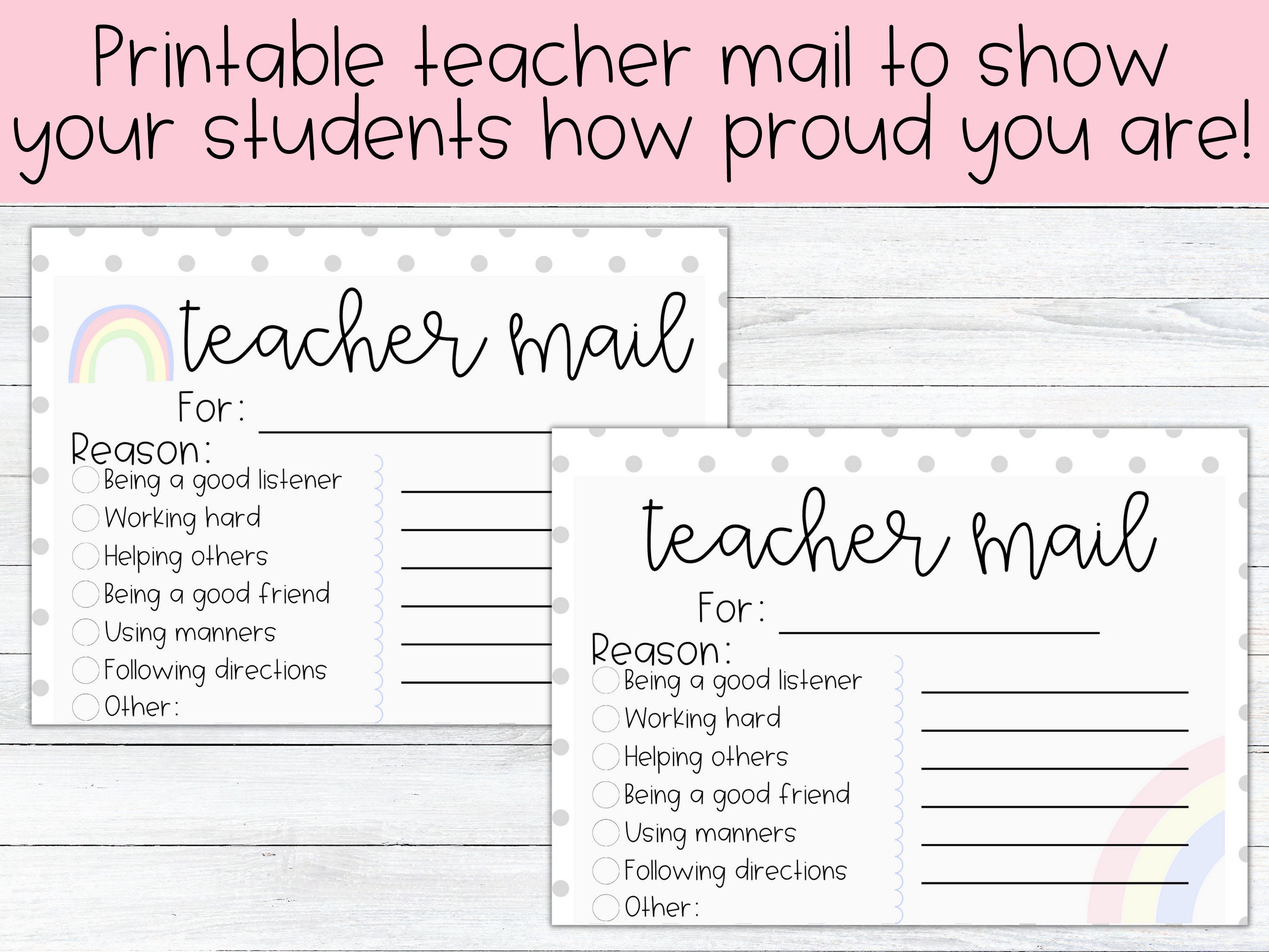 Printable Teacher Mail | Pastel Rainbow, Back to School, Teacher ...