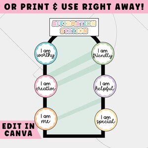 Printable Affirmation Station for Pastel Rainbow Classroom Decor ...